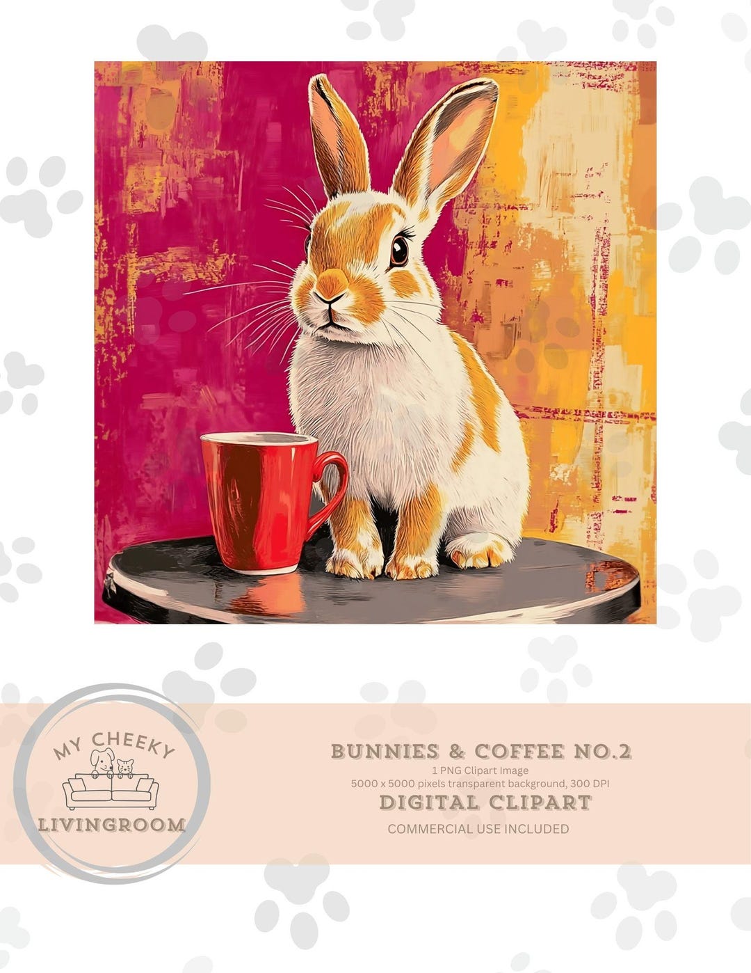 Bunnies & Coffee No.2 PNG Clip Art - Digital Download | 5000x5000 Px ...