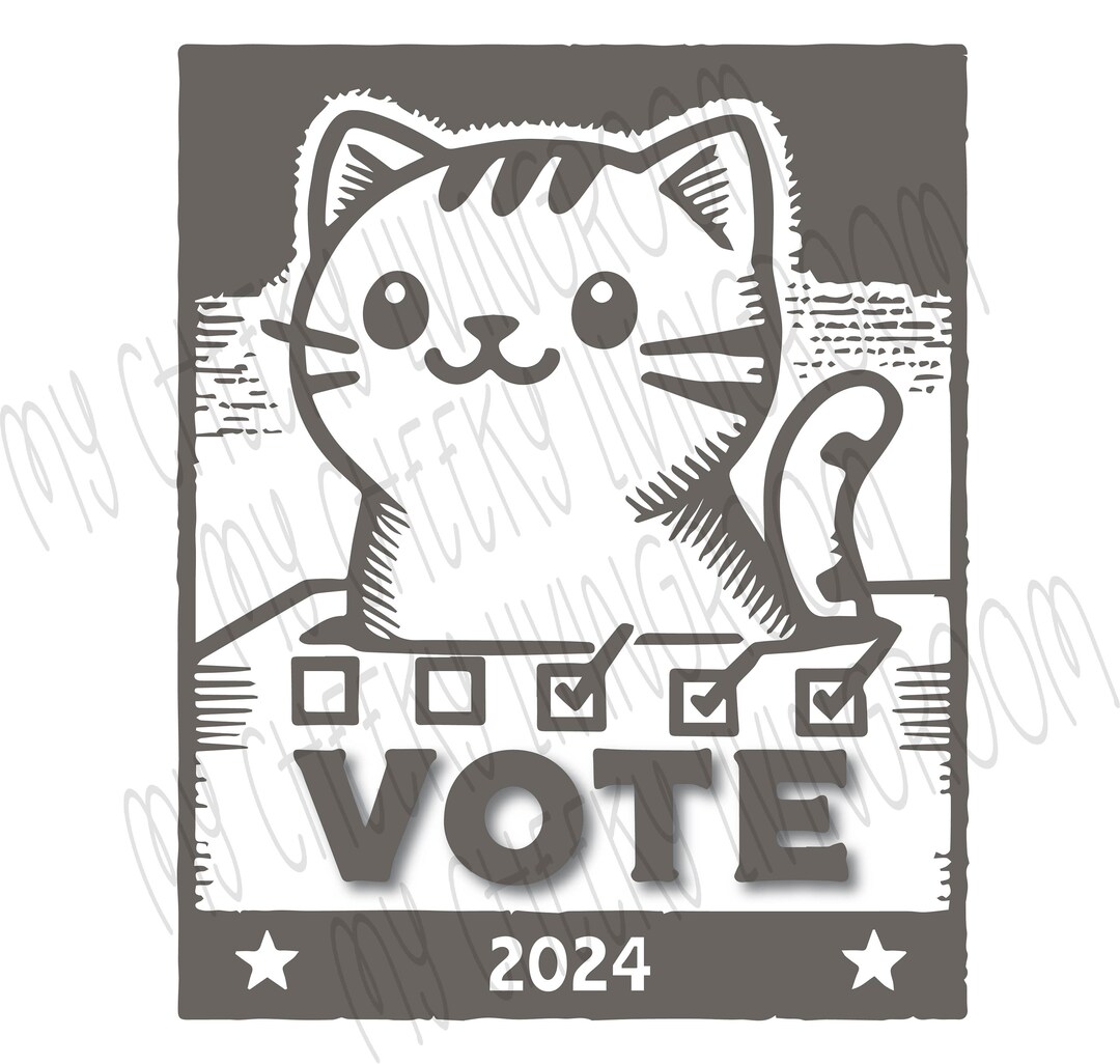 Kawaii Cat Voting 2024 Stencil 12x12 Inch Durable Reusable 10 Mil Mylar ...