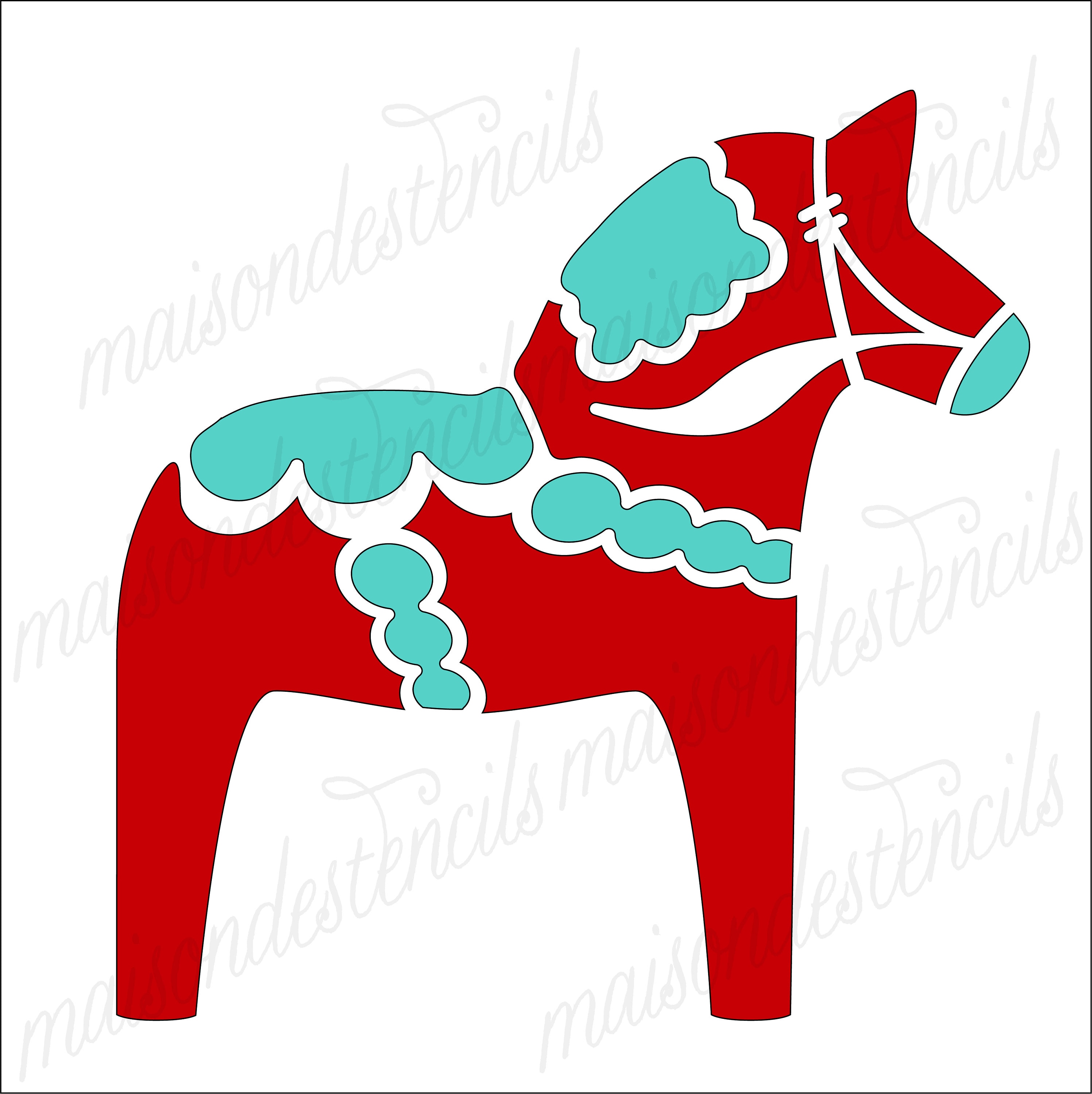 Euro Stencil Designs ... Dala Horse Sweden Scandinavian 12 x | Etsy