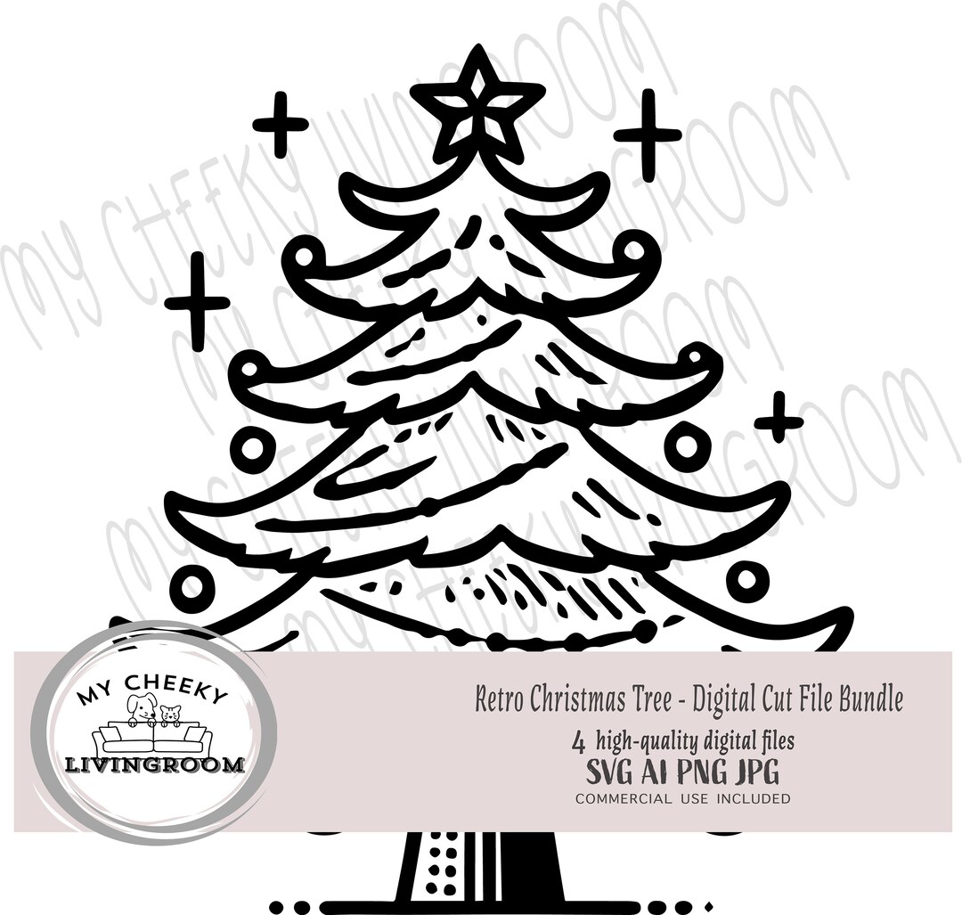 Retro Christmas Tree Clipart - Vintage Holiday Svg for DIY Crafts ...