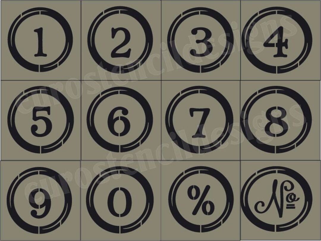 Euro Stencil Designs Typewriter Keys Type Style Numbers 12 3x3 " Inch ...