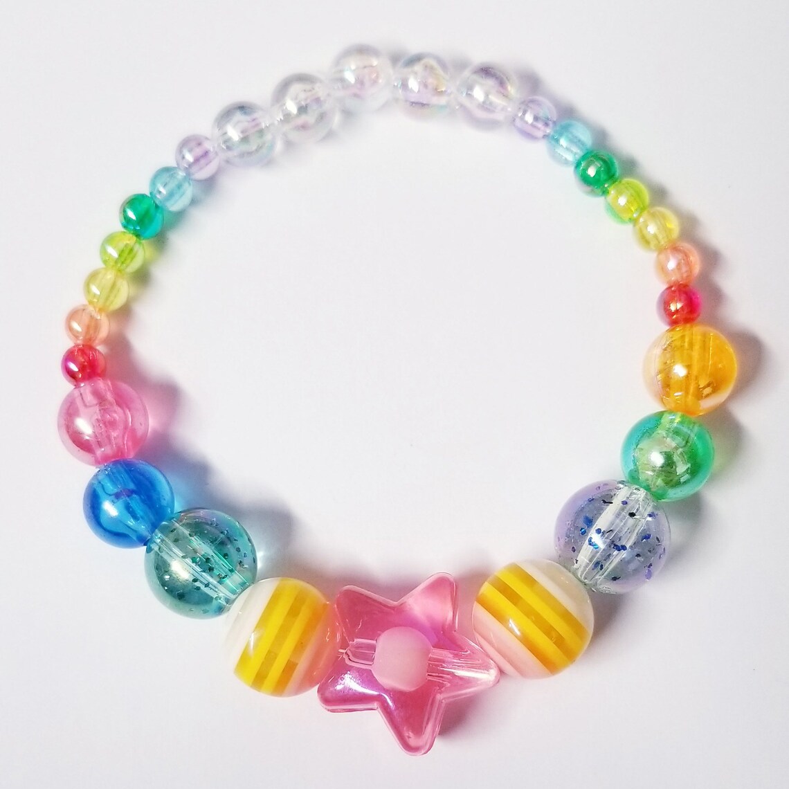 Rainbow Beads Bracelet/ Cute Bracelet/ Best Friend Gift/ Gift for Kids ...