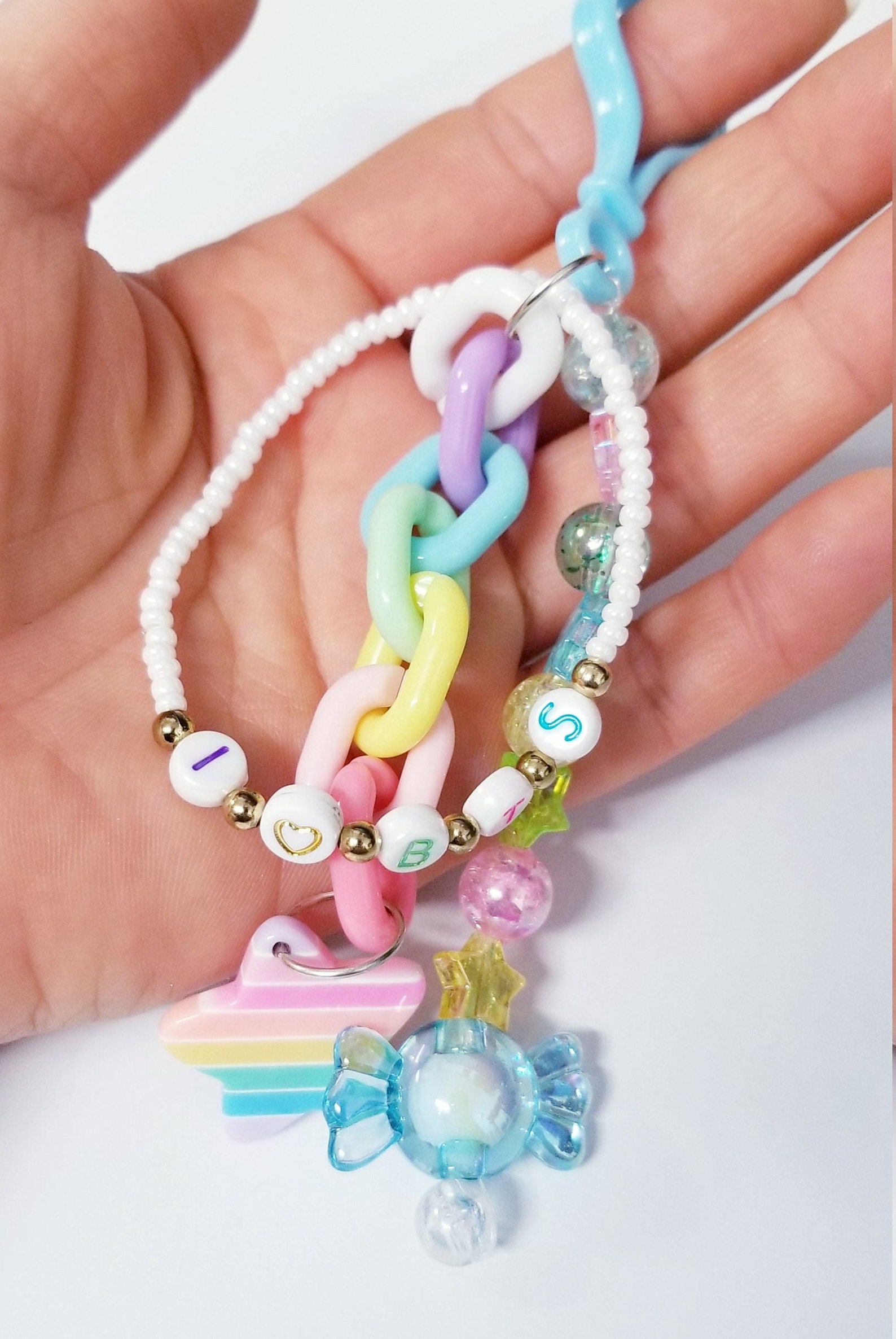 Custom Keychain/ Pastel Rainbow Star Keychain/ Kawaii Phone Strap/ for ...