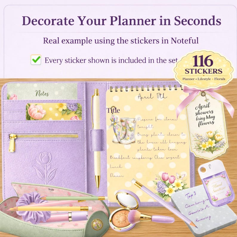 Spring Mix Buildable Digital Stickers: Floral Planner, Lifestyle ...