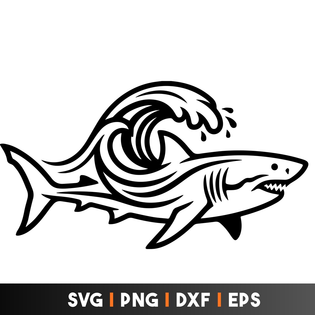 Minimal Shark SVG, Shark Outline Cut File, Ocean Animal Cricut Design ...