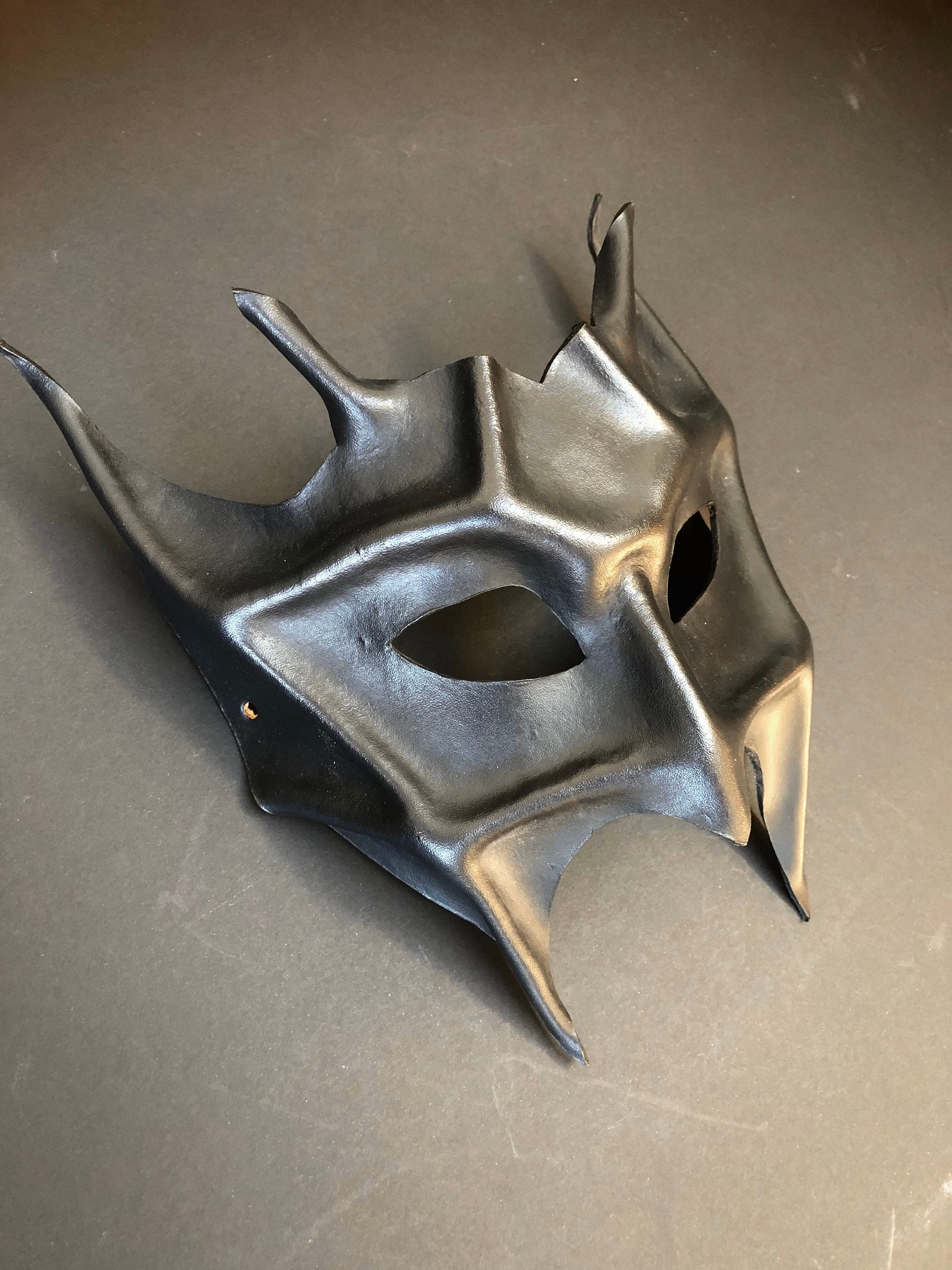 Handmade LARGE Black Horned Devil Demon Leather Mask - Etsy