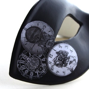 Steampunk Stag Victorian Clock Black White Venetian Masquerade Mask ...