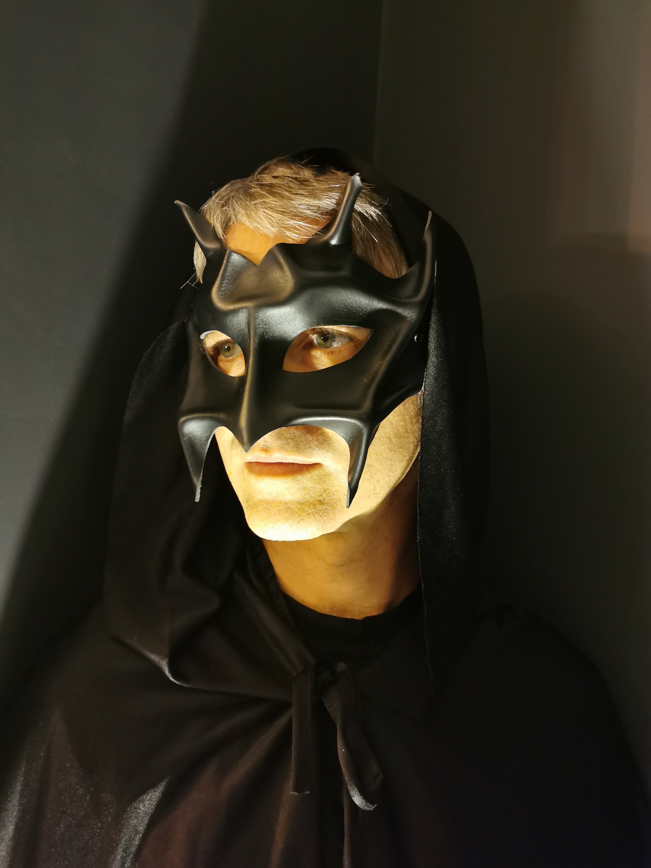 Handmade Black Horned Devil Demon Leather Mask Halloween - Etsy UK