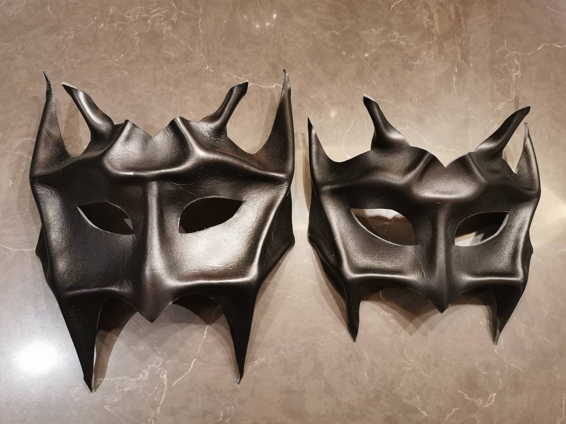 Handmade Black Horned Devil Demon Leather Mask Halloween - Etsy UK