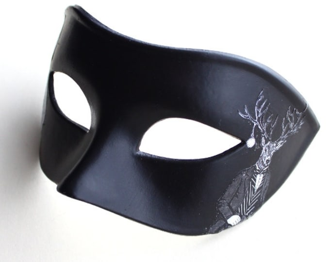 Steampunk Stag Victorian Clock Black White Masquerade Mask - Etsy