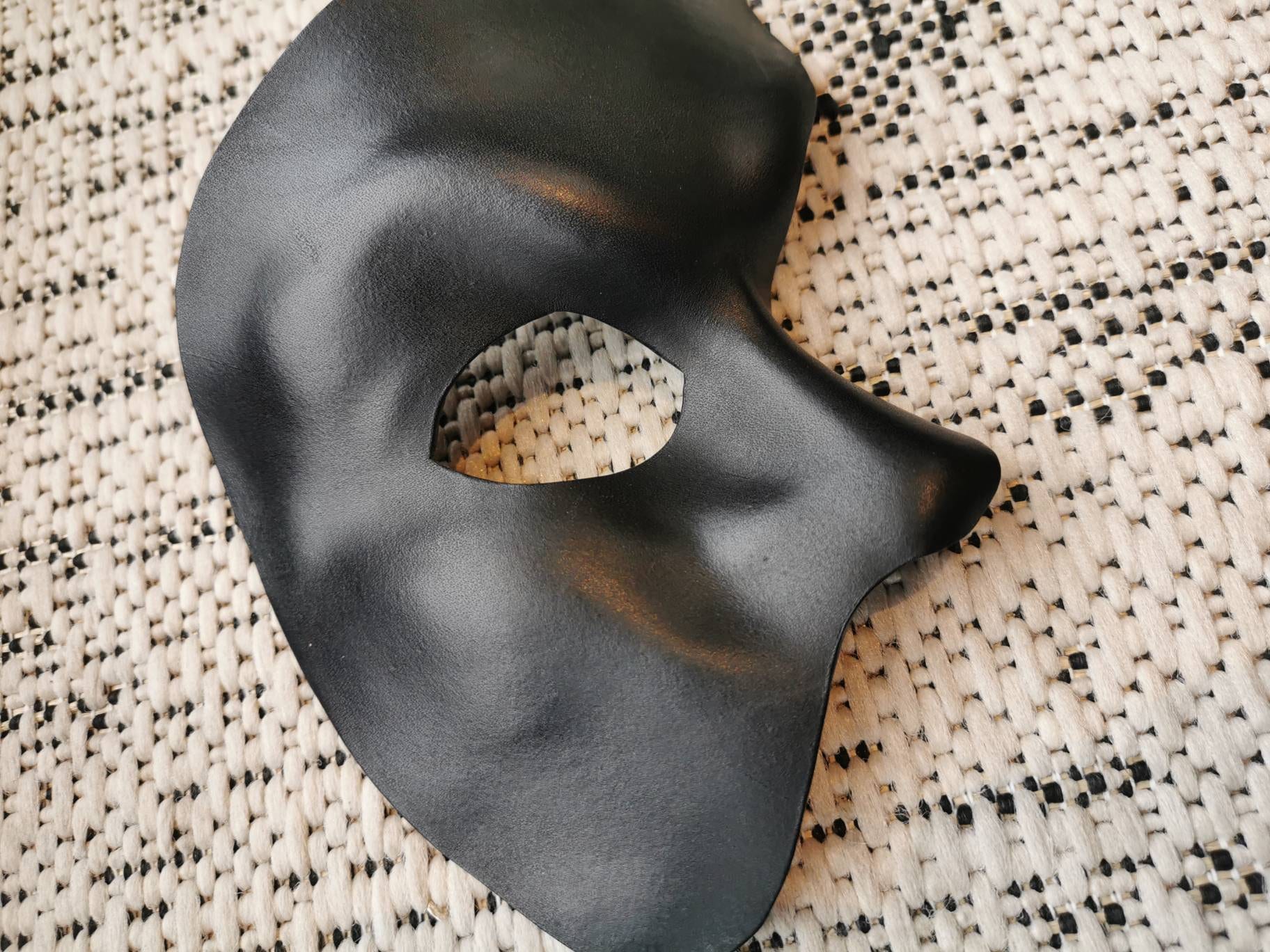 Black Leather Phantom of the Opera Mask, Luxury, Handmade Masquerade ...