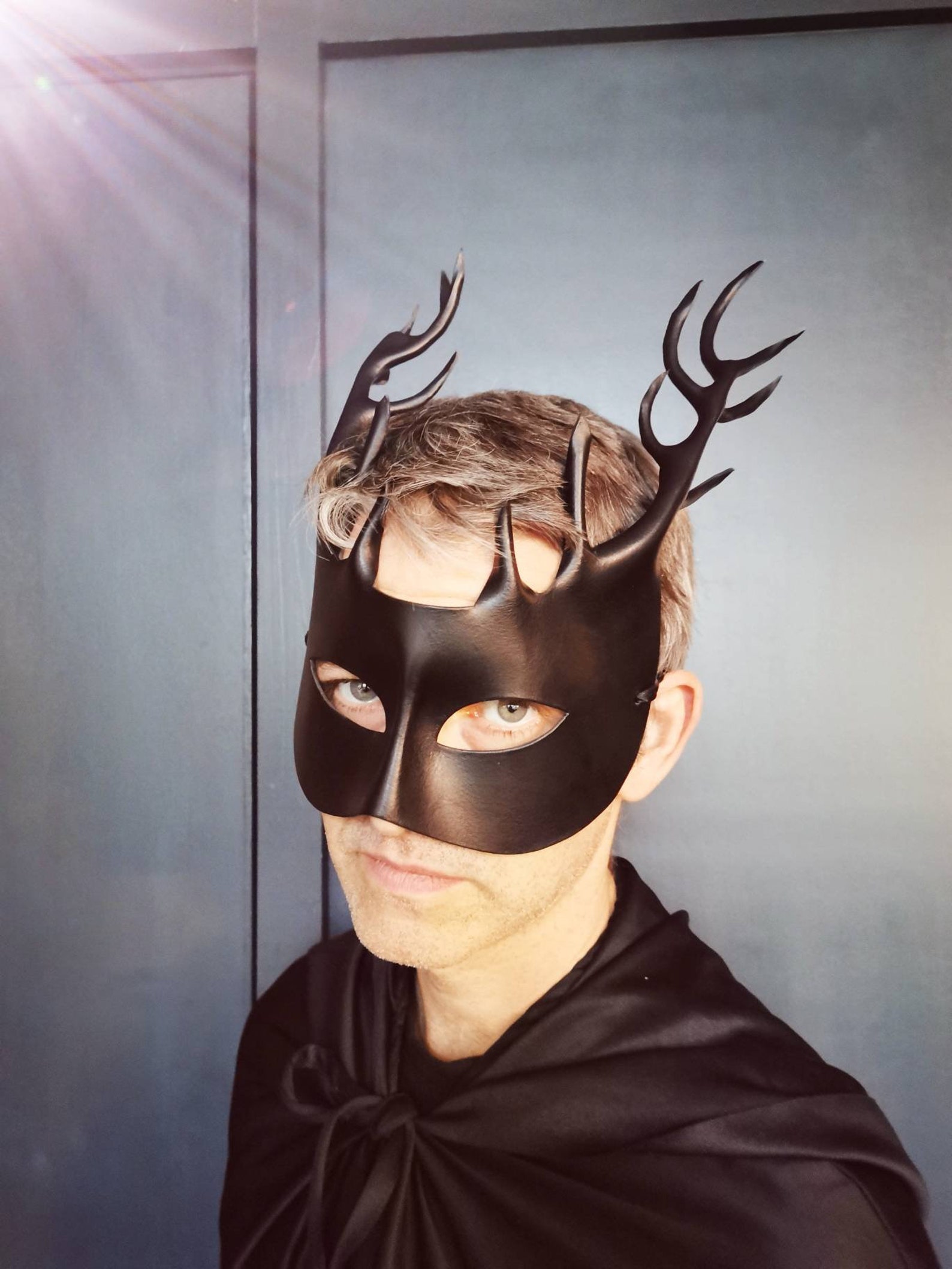 Black Stag Leather Deer Antler Masks, Handmade UK, Couples, Men or ...