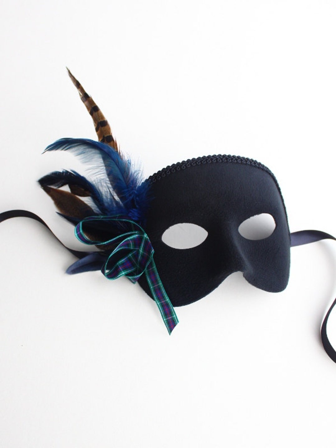 Men's Tartan Scottish Mask, Black Blue, Masquerade - Etsy