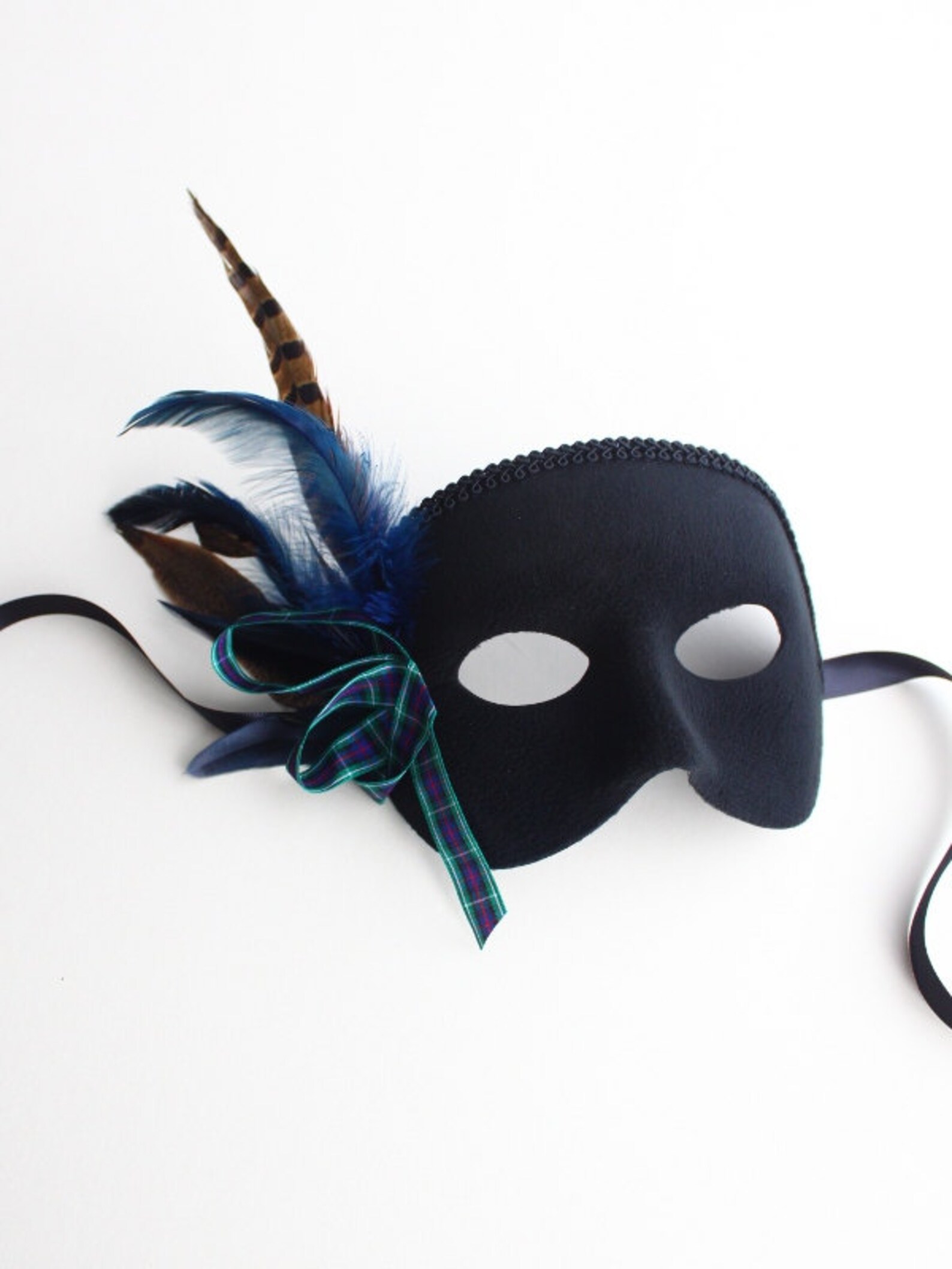 Men's Tartan Scottish Mask, Black Blue, Masquerade - Etsy
