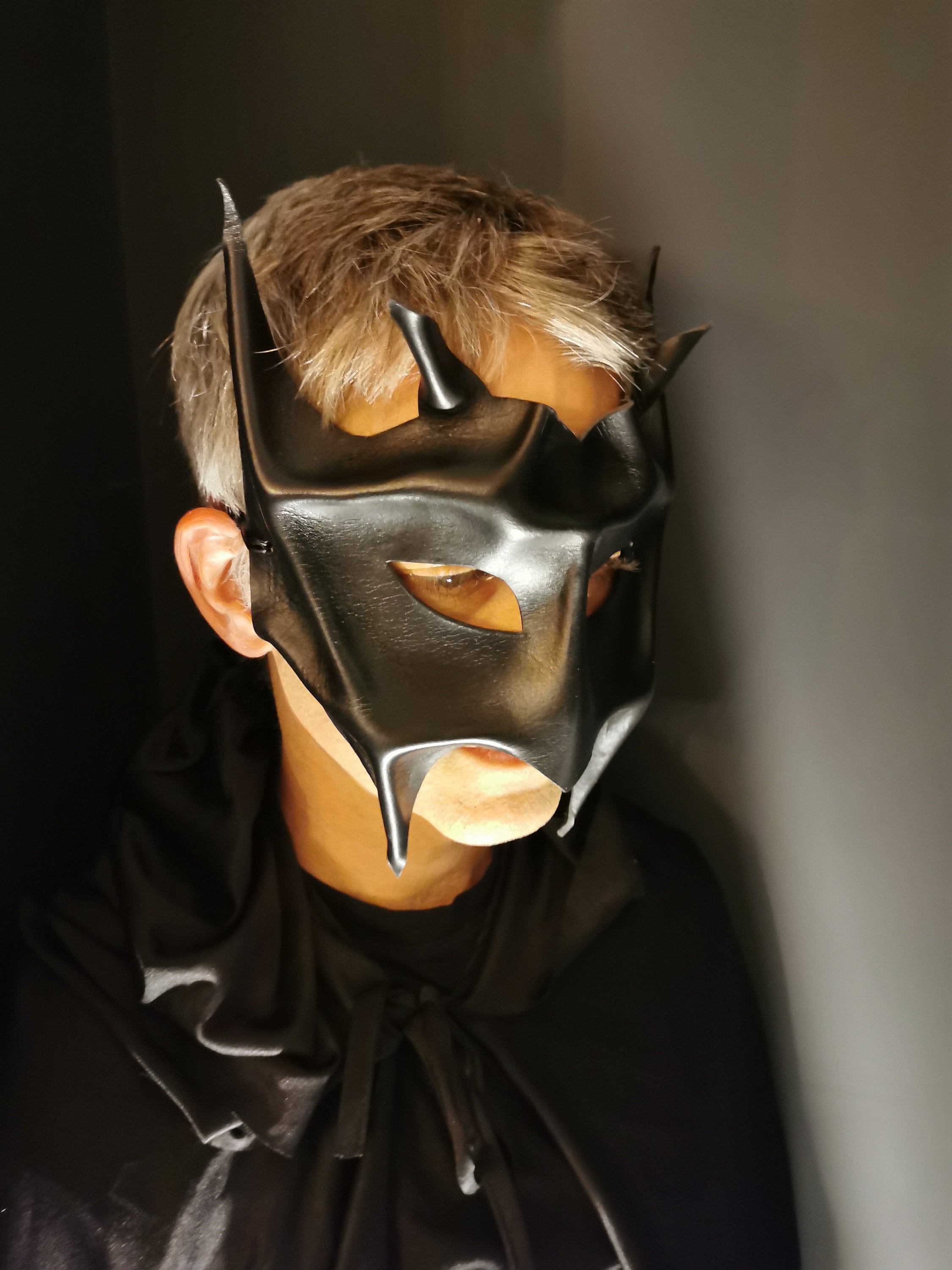 Handmade LARGE Black Horned Devil Demon Leather Mask - Etsy