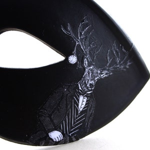 Steampunk Stag Victorian Clock Black White Venetian Masquerade Mask ...