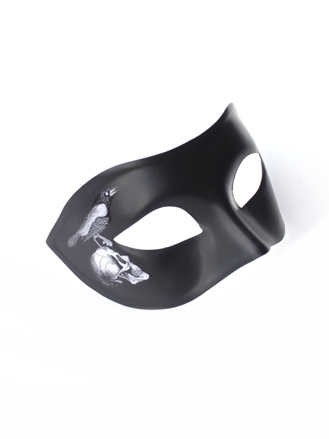 Men's Black Gothic Mask With Skull Raven Motif, Edgar Alan Poe Style ...