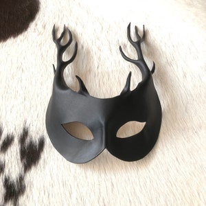 Black Stag Leather Deer Antler Masks, Handmade UK, Couples, Men or ...