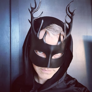 Black Stag Leather Deer Antler Masks, Handmade UK, Couples, Men or ...