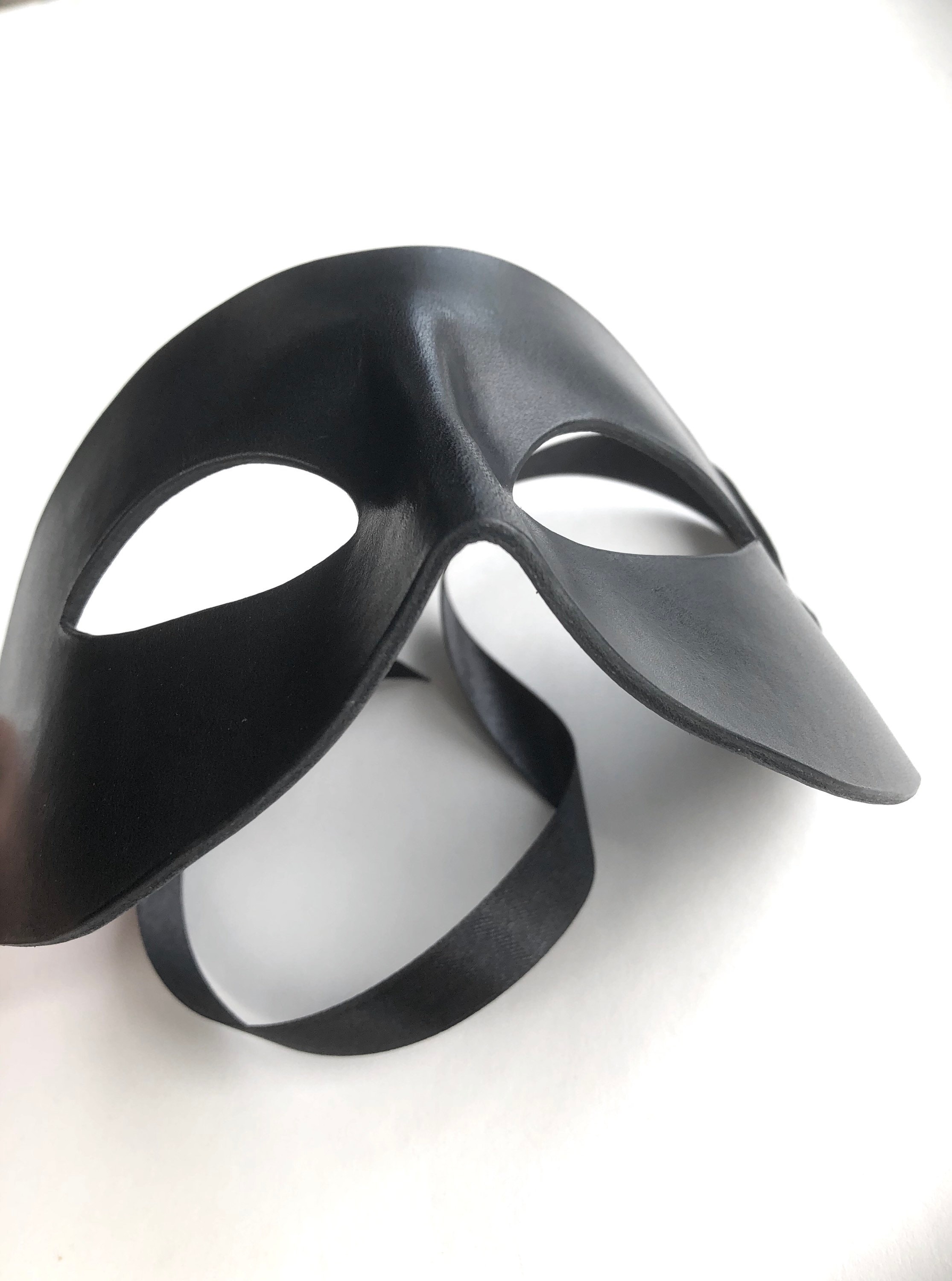 Handmade Men's Black Genuine Leather Half Venetian Masquerade Mask - Etsy