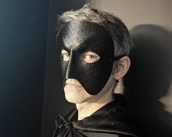 Handmade Black Leather Full Face Phantom of the Opera Mask, Fetish ...