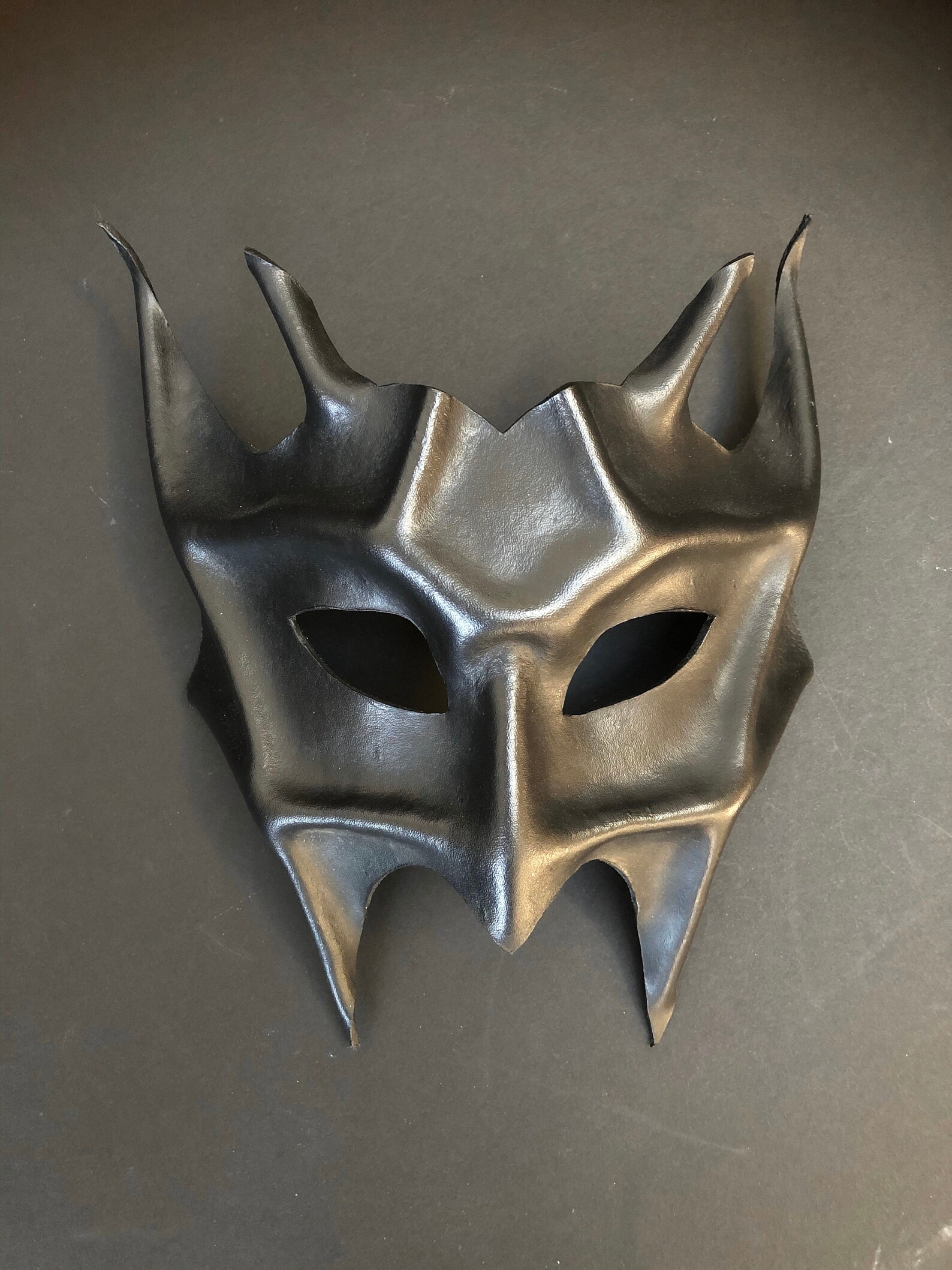 Handmade LARGE Black Horned Devil Demon Leather Mask - Etsy