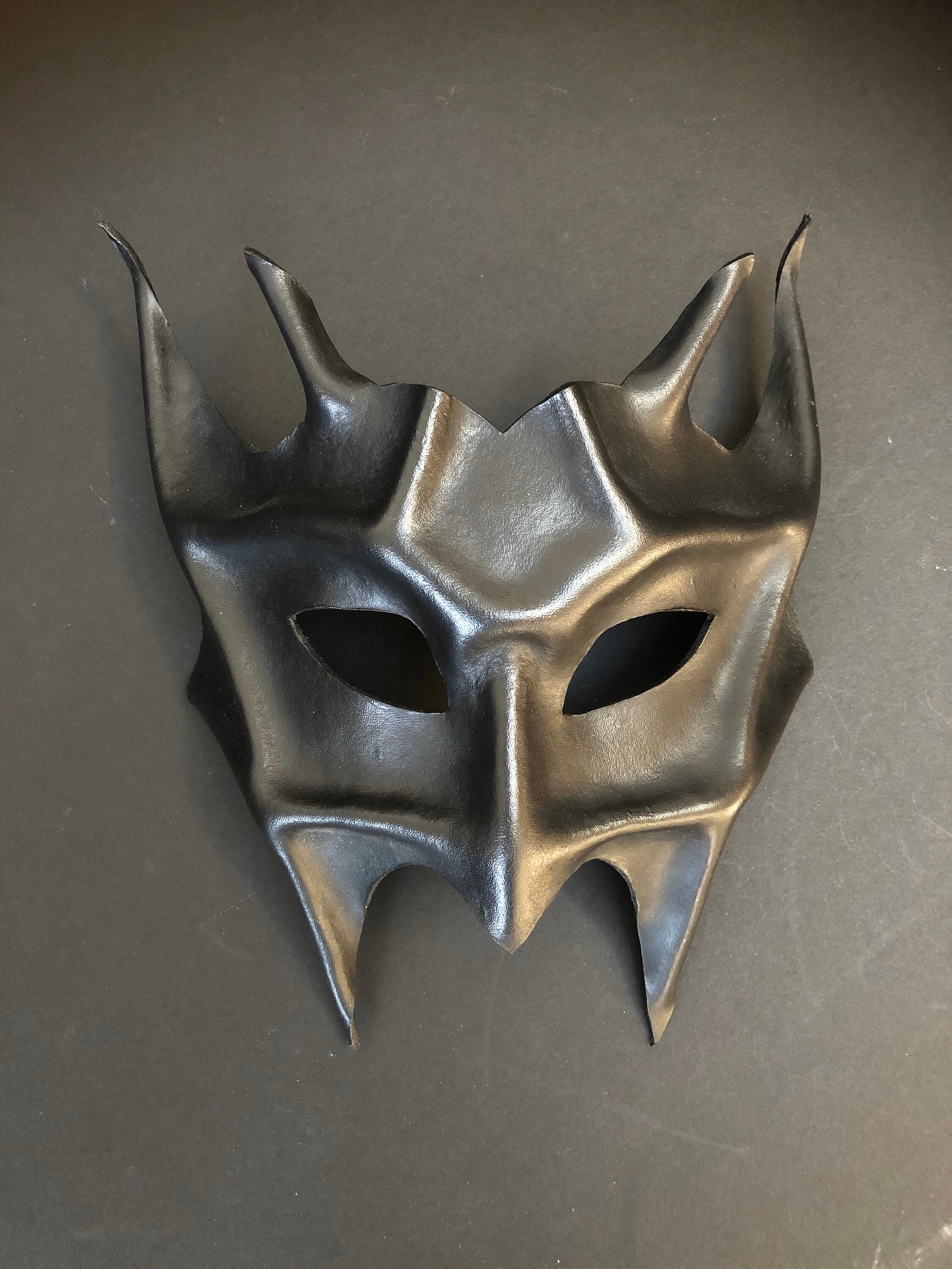 Handmade LARGE Black Horned Devil Demon Leather Mask - Etsy