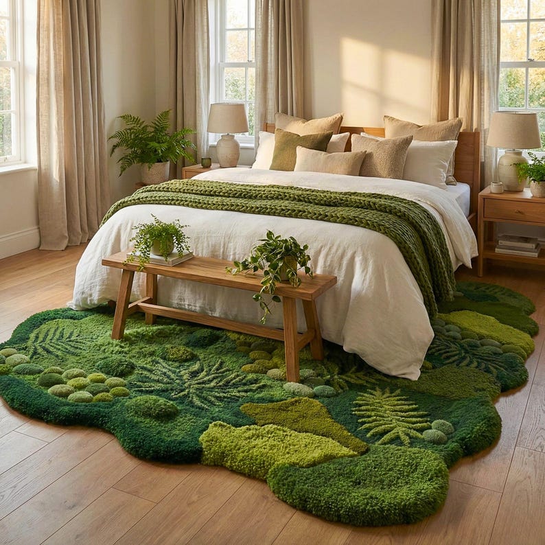 3D Moss Rug, Hand Tufted Forest Floor Botanical Area Rug, Nature ...