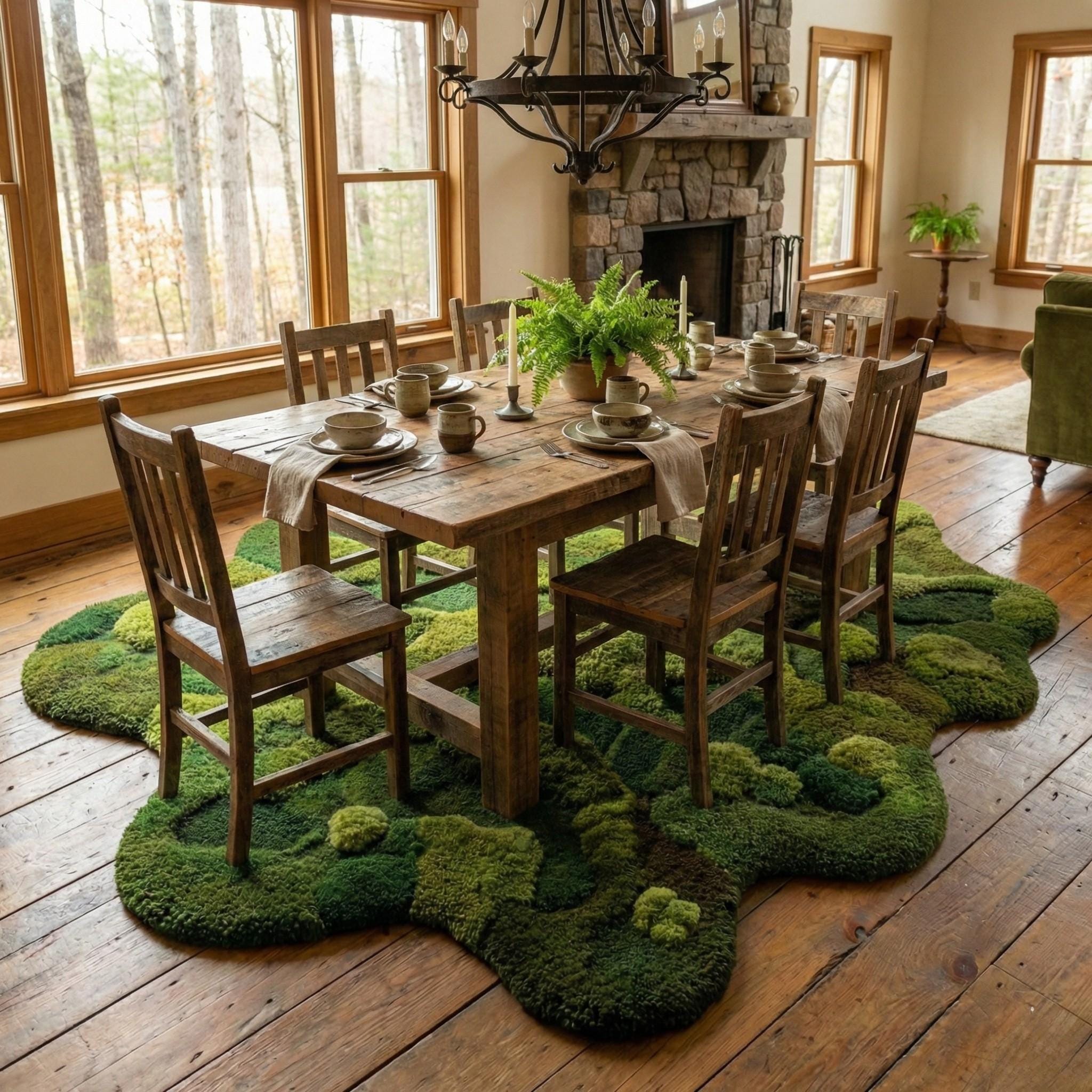 Hand Tufted Moss Rug | Forest Floor Textured Home Decor, Nature ...
