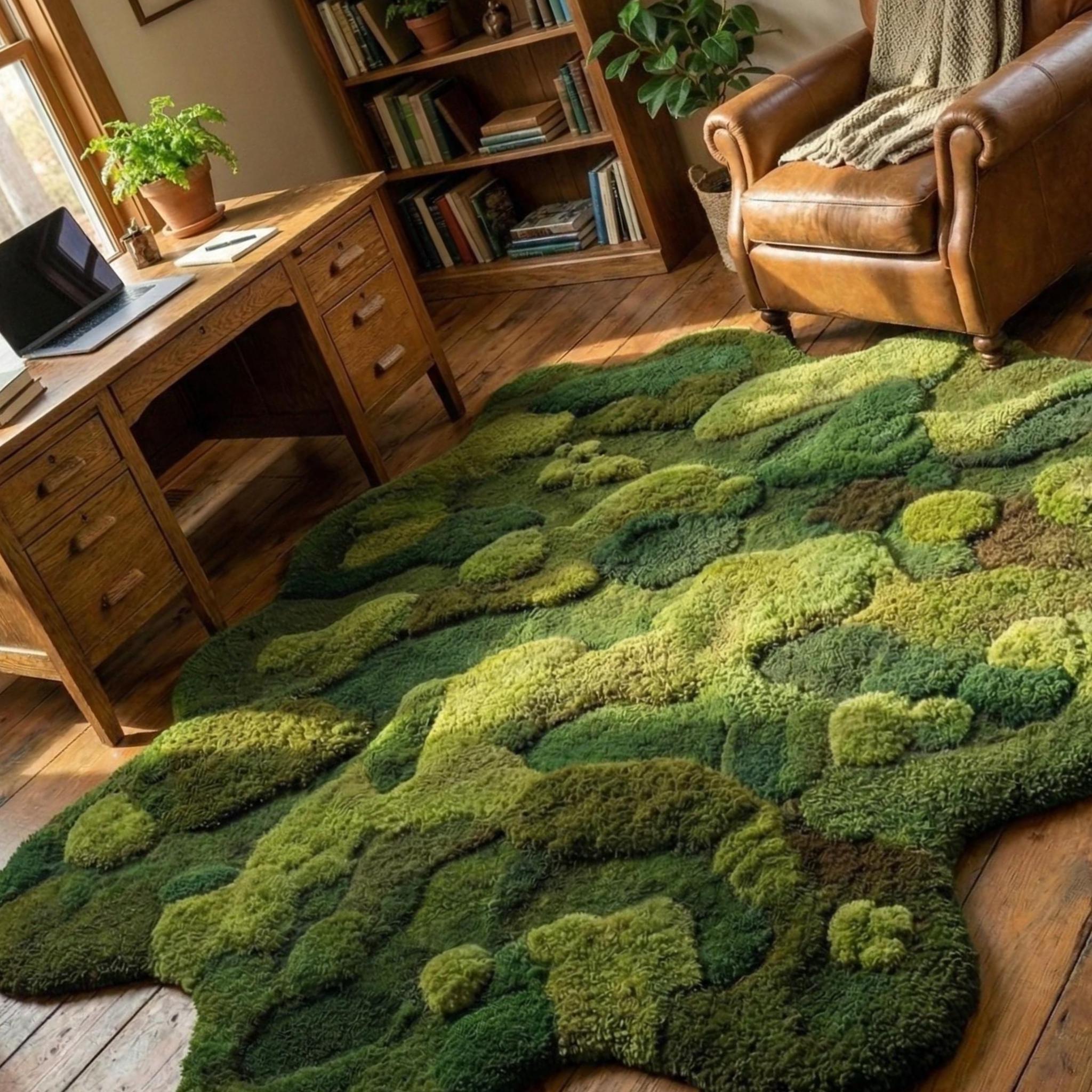 Hand Tufted Moss Rug | Forest Floor Textured Home Decor, Nature ...
