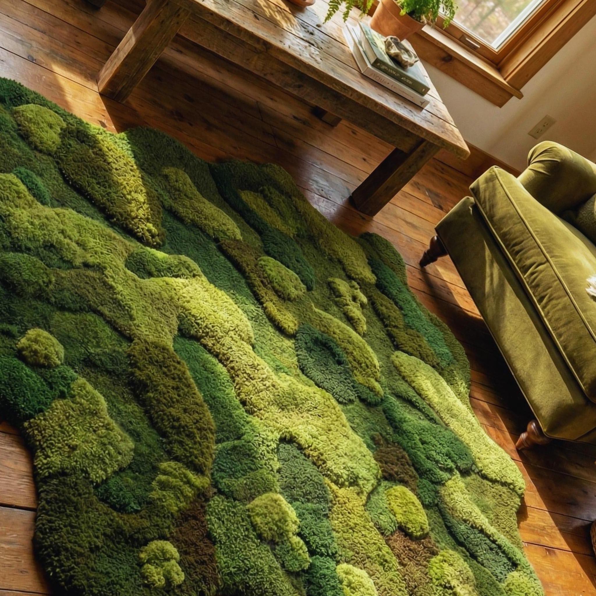 Hand Tufted Moss Rug | Forest Floor Textured Home Decor, Nature ...