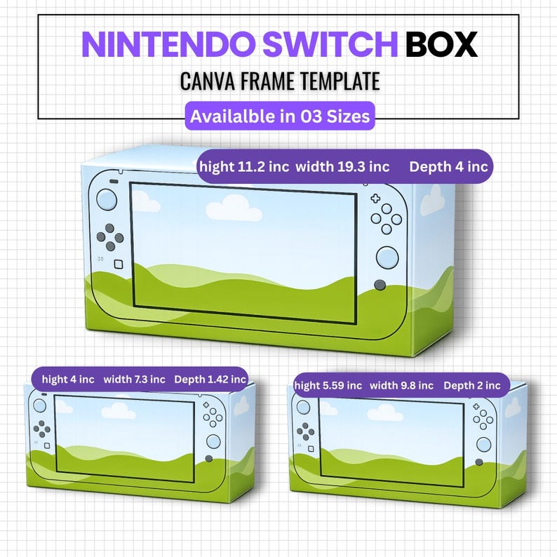 Nintendo Switch Box Template, Editable Canva Switch Gift Box, DIY ...