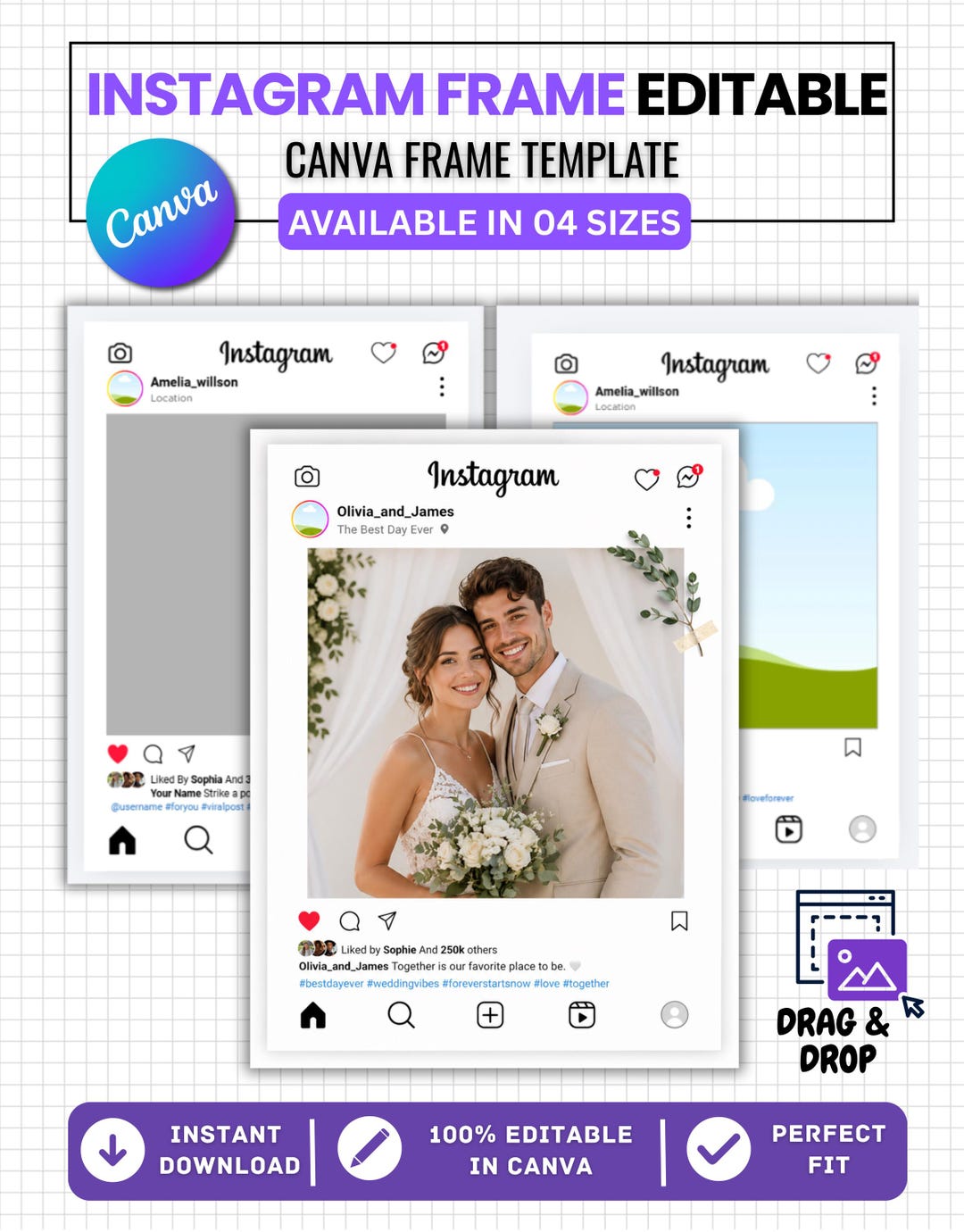 Instagram Frame Canva Editable, Instagram Photo Booth Frame Template ...
