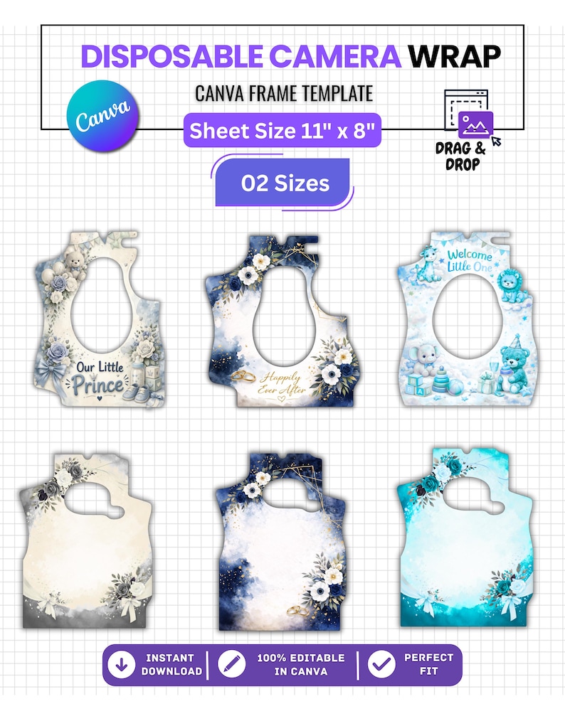 Disposable Camera Wrap Template Canva Editable, Film Camera Label ...