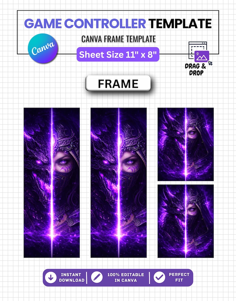 Game Controller Skin Template Canva Editable, Gaming Controller Wrap ...