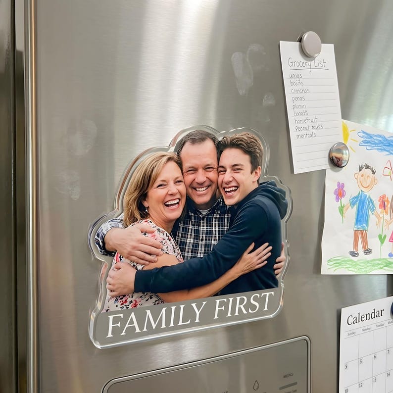 Personalized Family Photo Magnet, Custom Acrylic Illustration Cutout ...