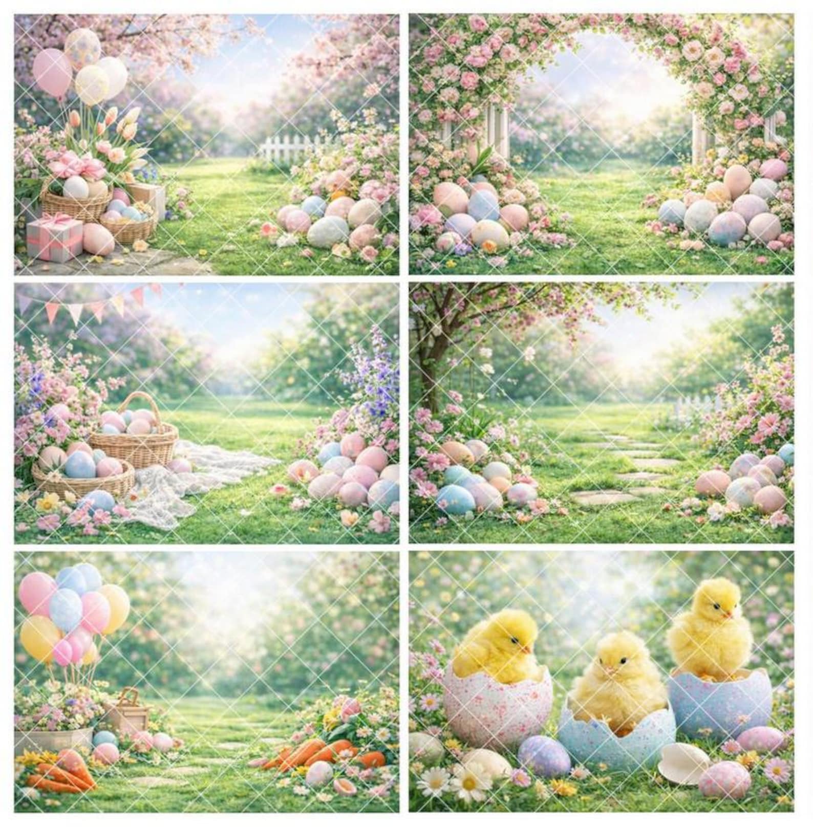 18 Easter Garden Digital Backdrops, Spring Bunny Backdrop Bundle, Kids ...
