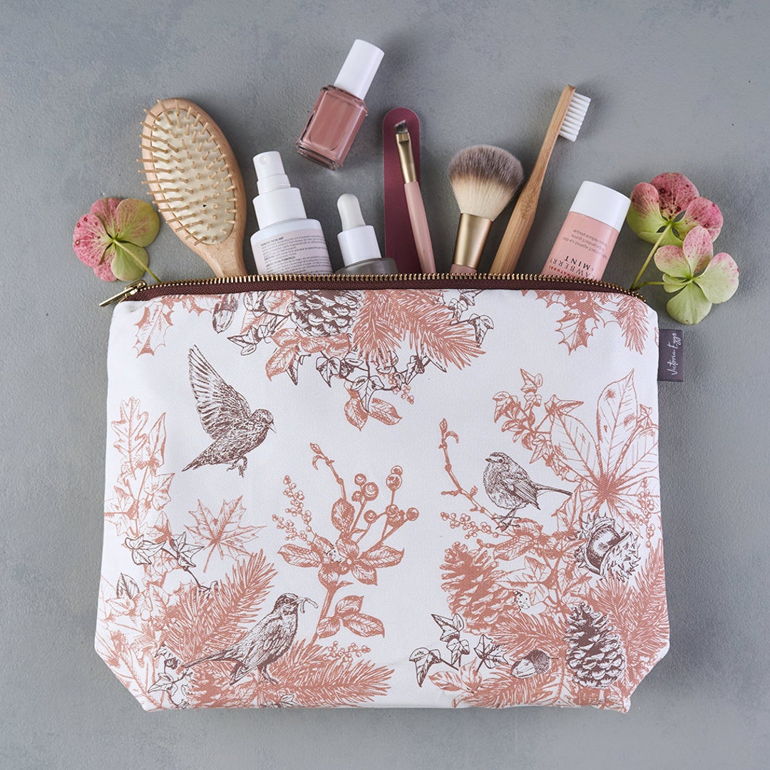 Autumn Garden Wash Bag, Handmade British Cotton Toiletry Bag - Etsy