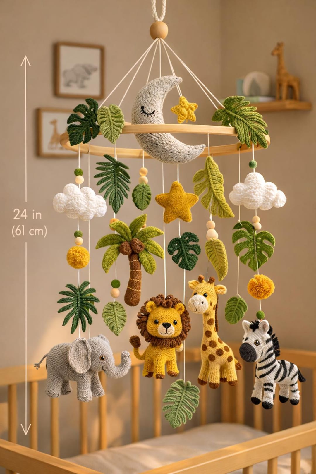 Jungle Baby Mobile Crochet Pattern PDF, 24 Inch Crib Mobile Pattern ...