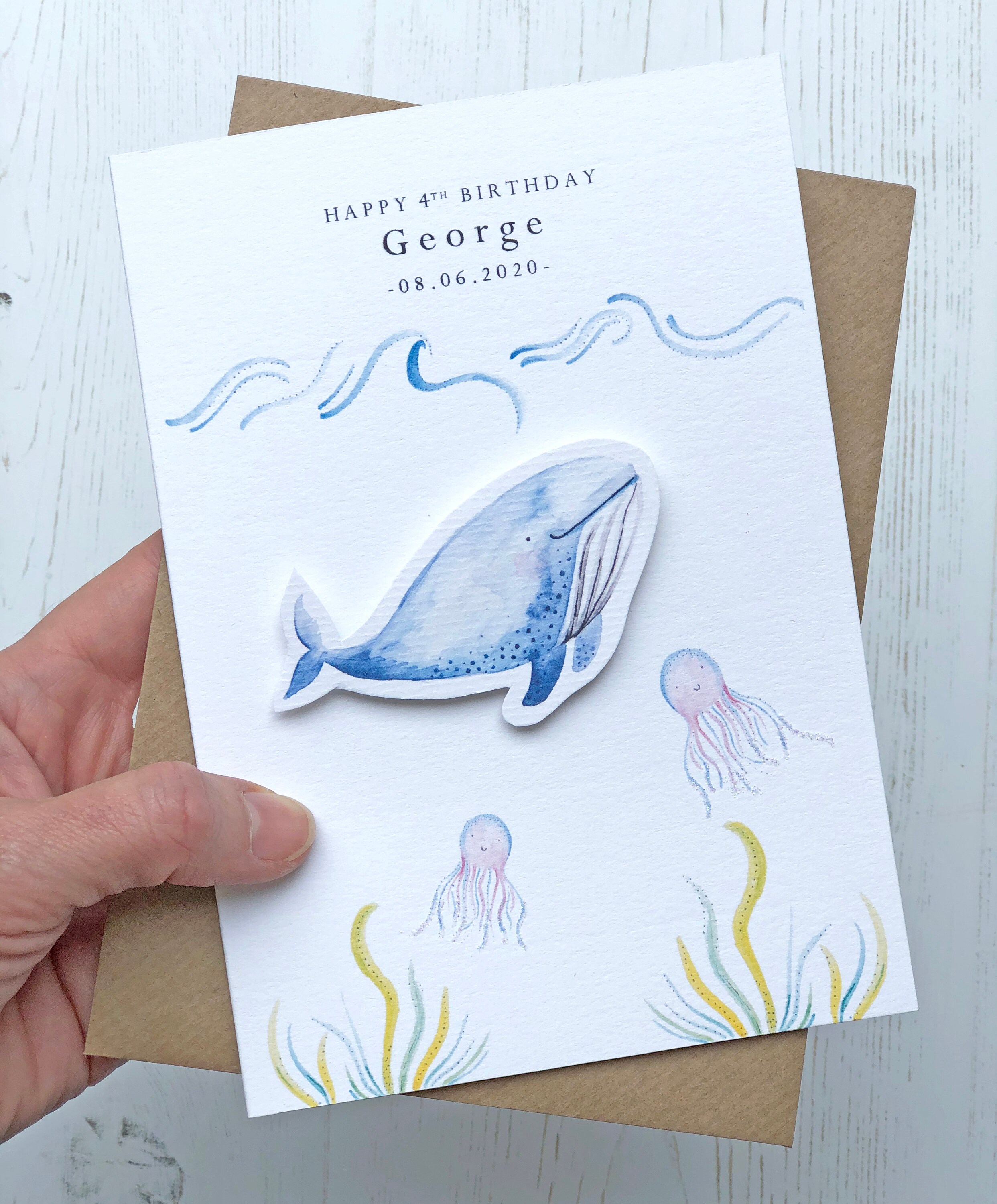 Personalised underwater birthday card | Etsy