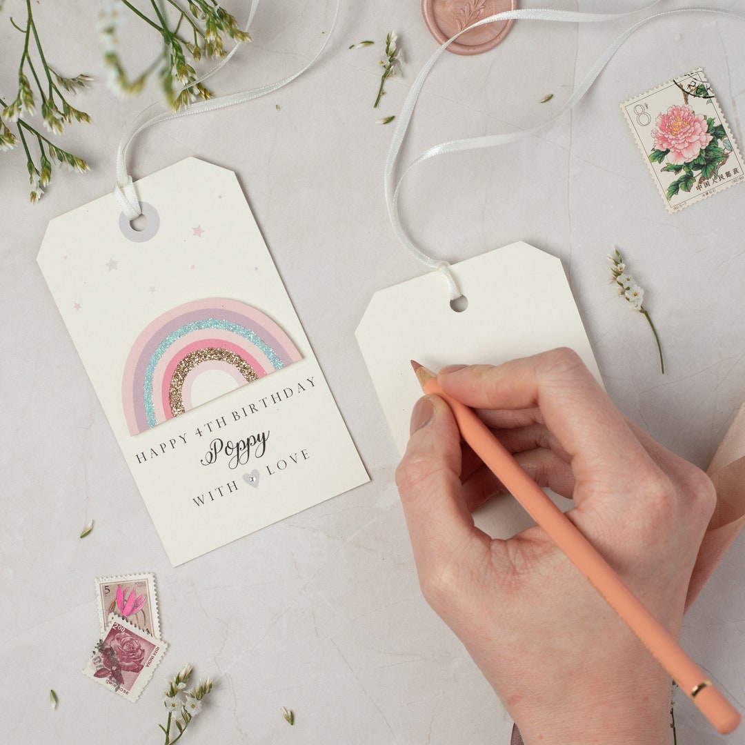 Personalised Birthday Glitter Rainbow Tag / Rainbow Age - Etsy