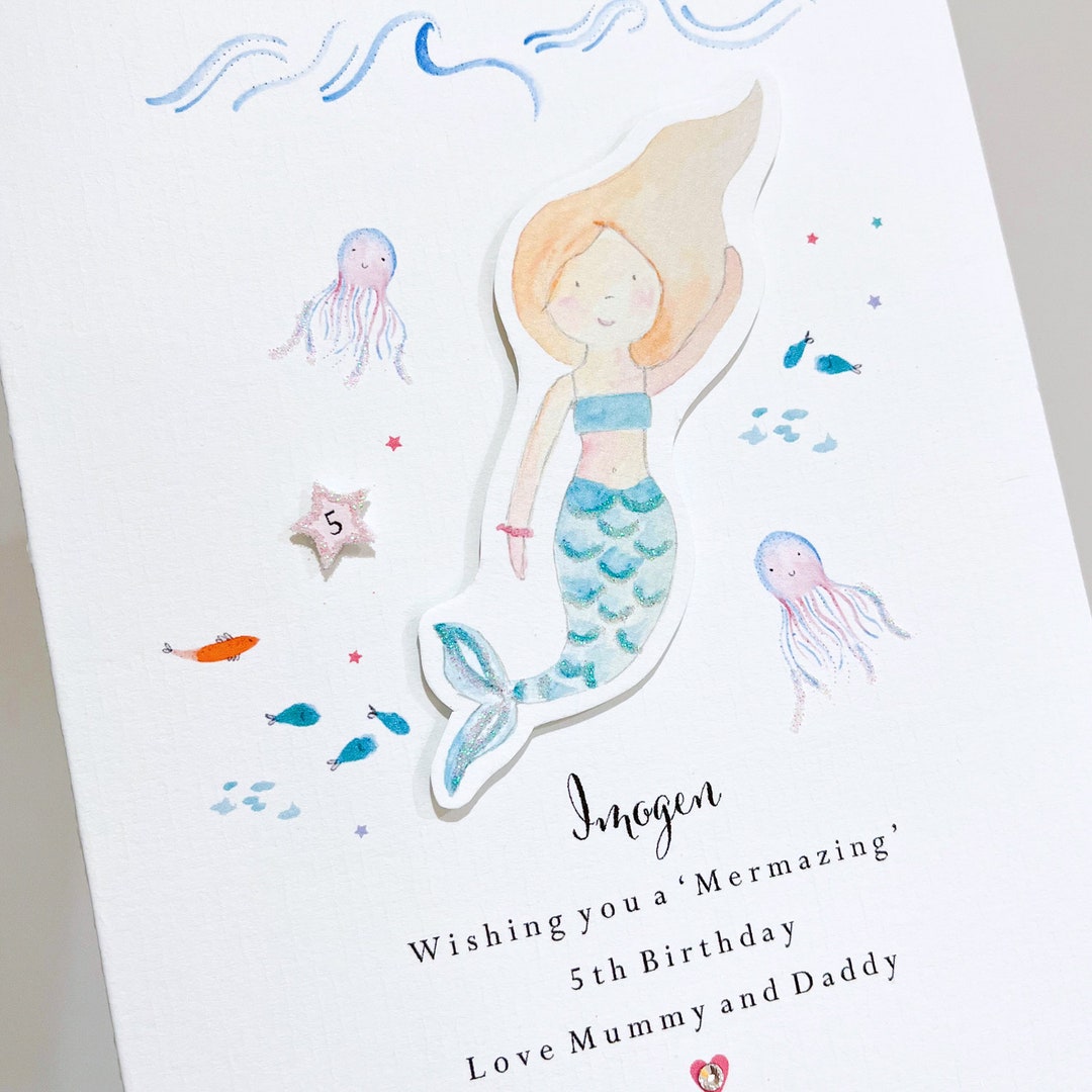 Personalised Mermaid Birthday Card / Under the Sea Card / Age Birthday ...