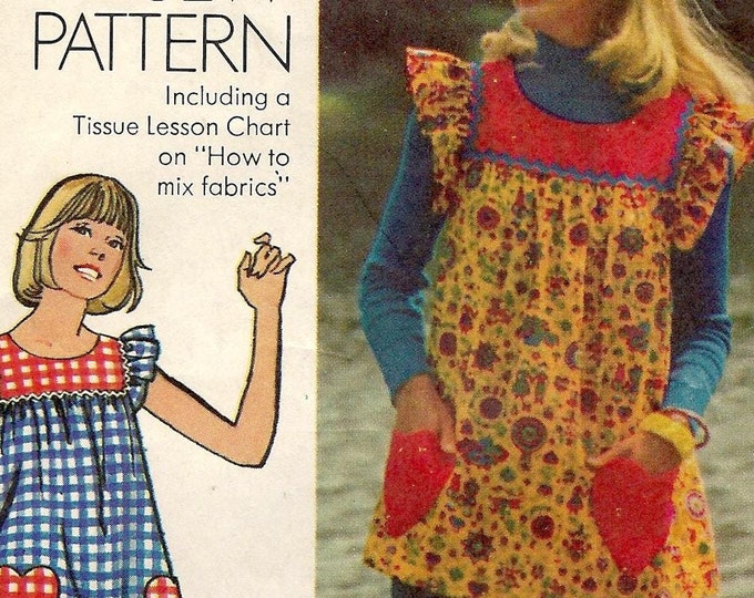 Simplicity 5423 Pinafore Style Square Yoke Shoulder Ruffle Tunic Dress ...