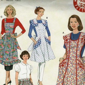 Simplicity 3544 Traditional Aprons 4 Styles With/out Bib Front Flange ...