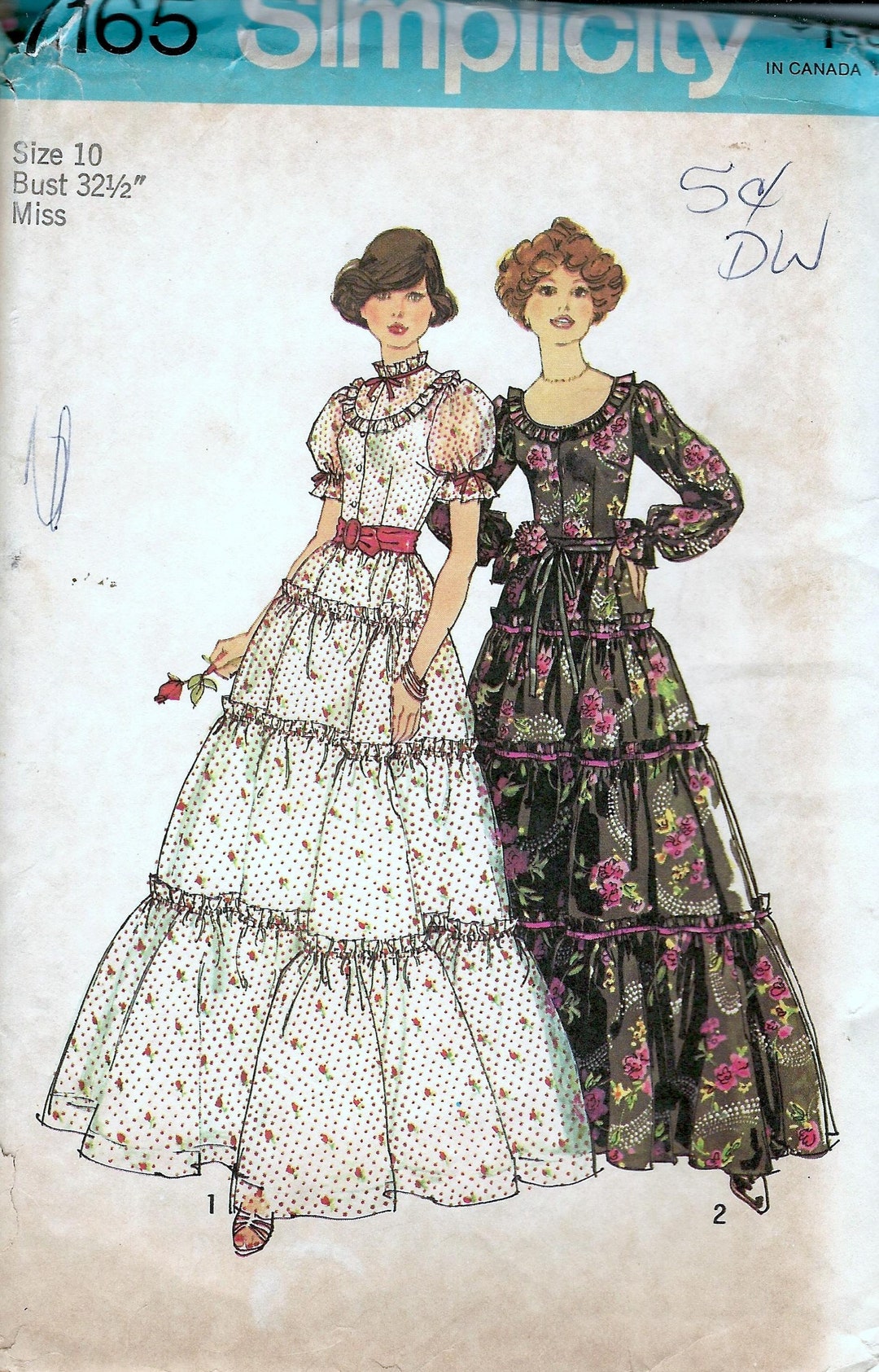 Simplicity 7165 Top Bodice Gathered to Round Yoke Neckline Puff Sleeves ...