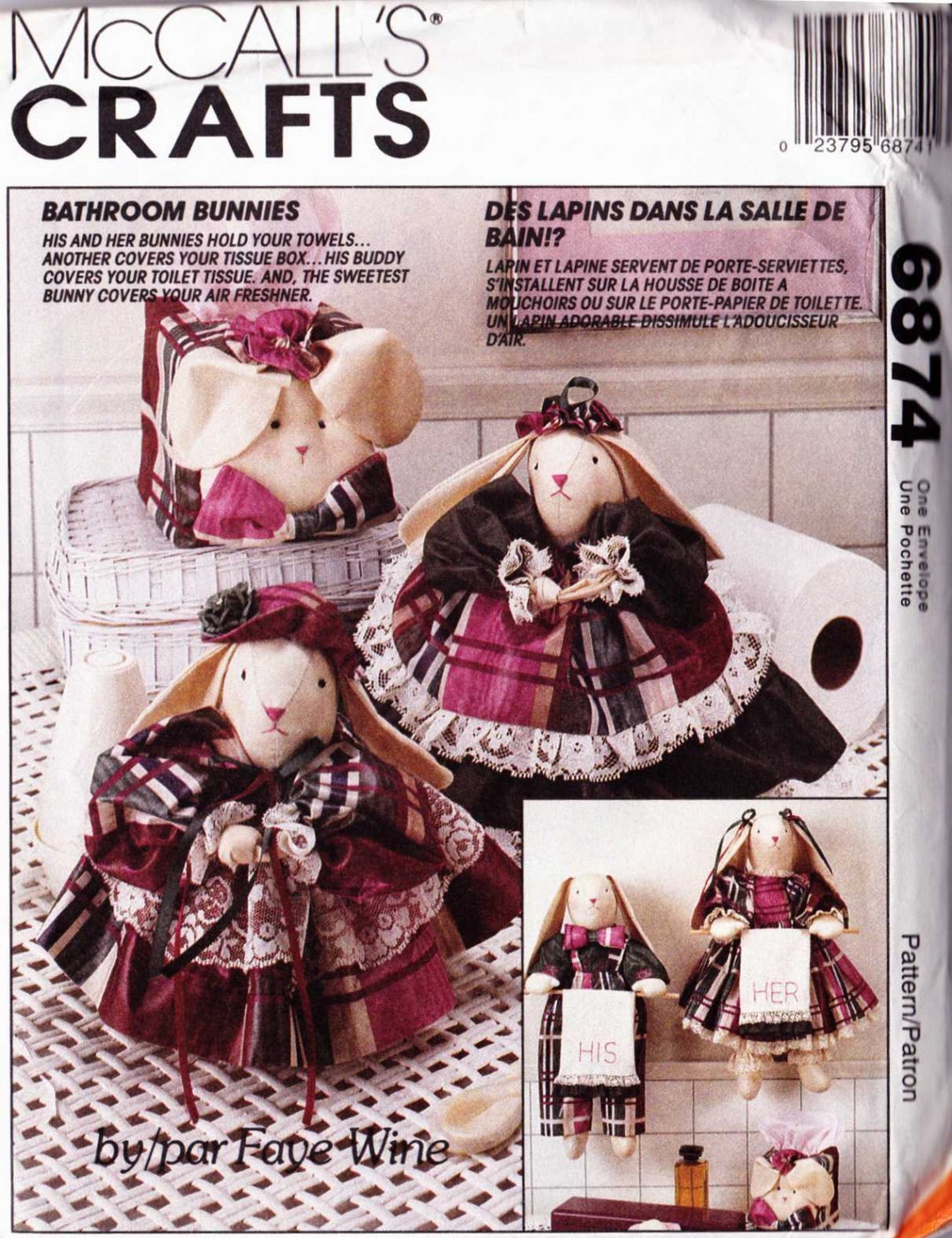 CRAFT PATTERN Mccalls 6874 Doll Bunny and Clothes Bathroom Bunnies ...