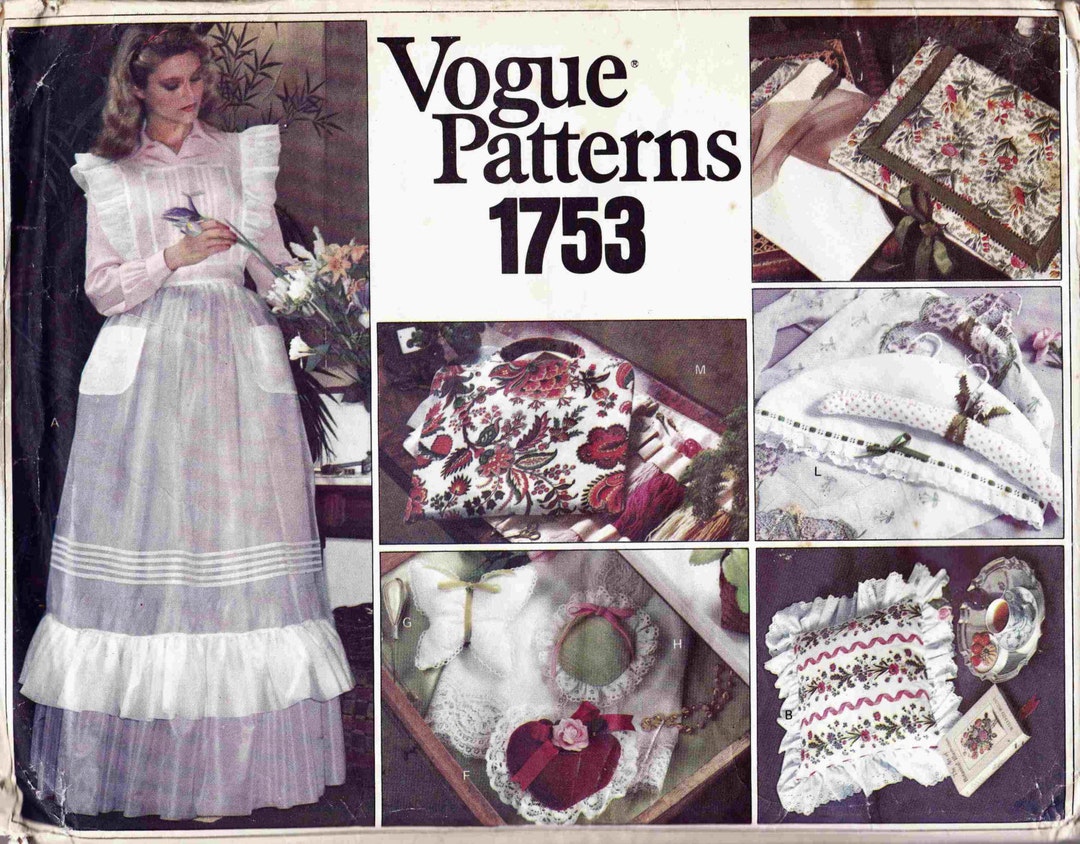 Vogue 1753 Apron Ankle Length and Pillows Sachets Bags Hangers Frames ...