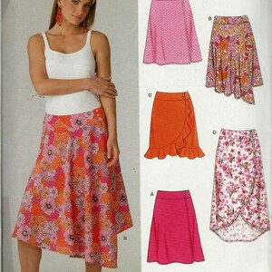New Look 6390 Skirts Wide Shaped Waist Band Mock Wrap Tulip Uneven Hem ...