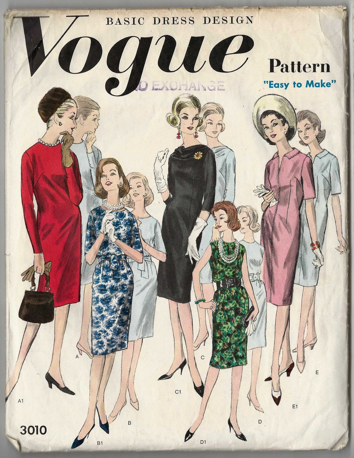 Vogue 3010 Sheath Dress Round Scoop Cowl Neck Collar Darts - Etsy