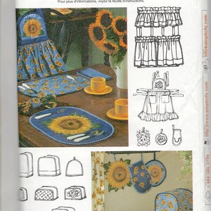 Simplicity 8693 Kitchen Accessories Sunflower Design Curtains Apron ...